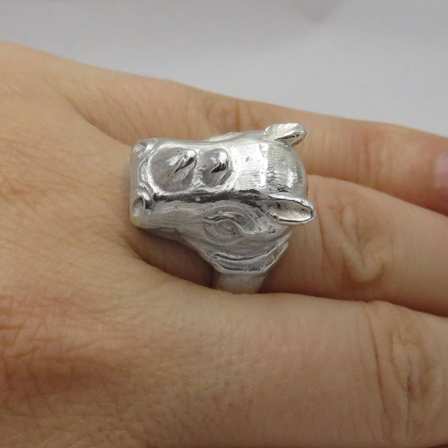 White Rhino Ring Rhinoceros Ring Animal Ring Totem Ring | Etsy