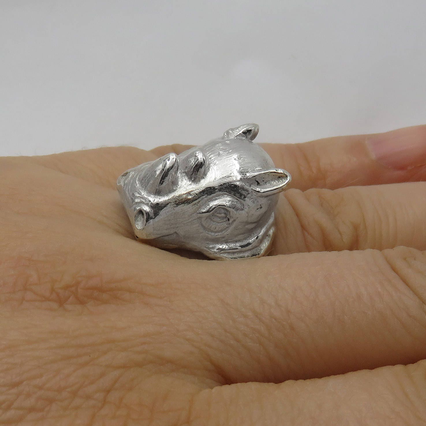 White Rhino Ring Rhinoceros Ring Animal Ring Totem Ring - Etsy Israel