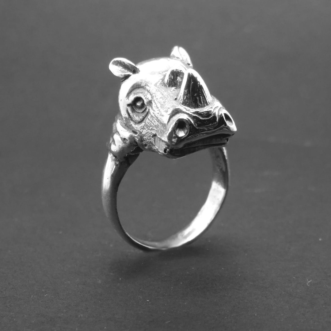 White Rhino Ring Rhinoceros Ring Animal Ring Totem Ring - Etsy Israel