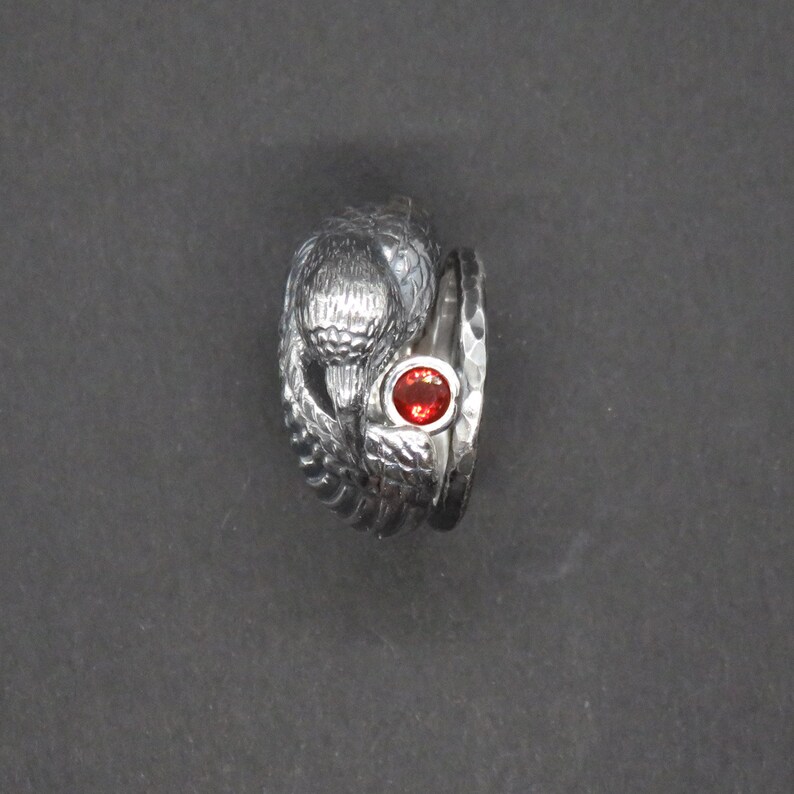 Raven Ring With Fire Opal Companion Mythical Crow Ring for - Etsy
