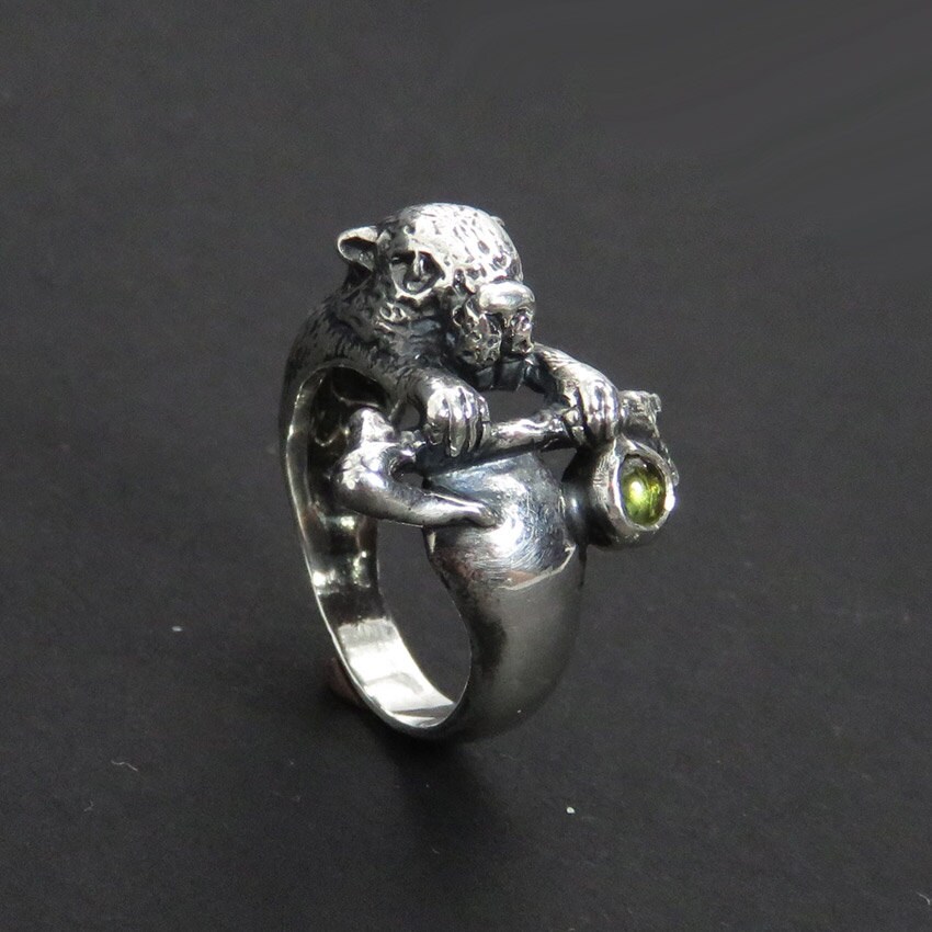 Beaver Ring With Peridot Animal Ring Totem Ring Green - Etsy Israel