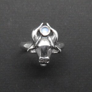 Taurus Ring With Moonstone in Sterling Silver - Rainbow Moonstone Ring ...