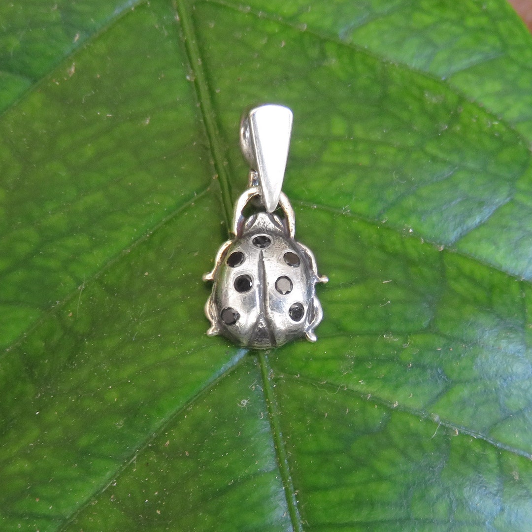 Ladybug Necklace - Black Diamond Pendant - Ladybird Pendant - Ladybug ...