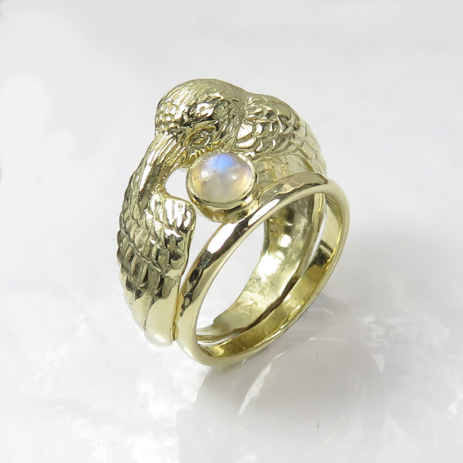 14K Gold Raven Ring With Moonstone Pagan Wedding Ring - Etsy Israel