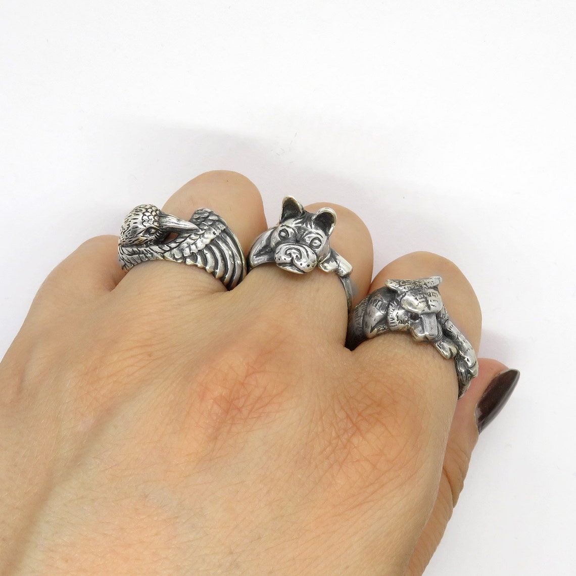 Realistic Raven Ring in Sterling Silver - Pagan Totem Ring - Odin's ...