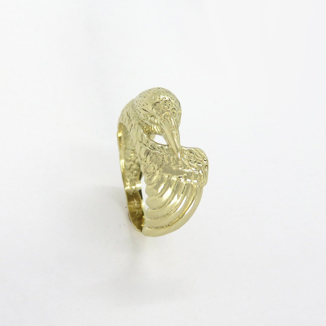 Raven Ring in 14K Yellow Gold - Pagan Jewelry - Gold Animal Ring ...