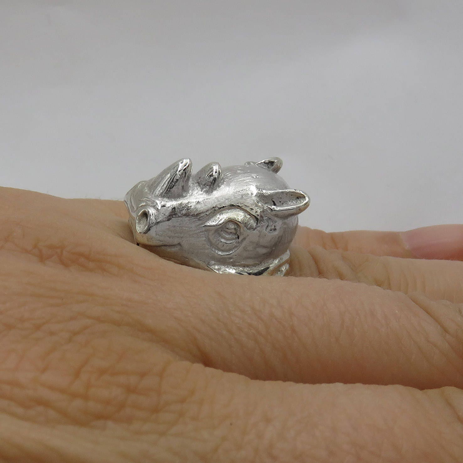 White Rhino Ring Rhinoceros Ring Animal Ring Totem Ring | Etsy