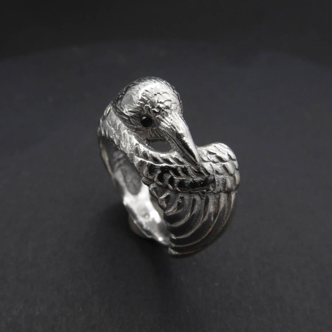 Platinum Ring - Raven Ring With Black Diamond Eyes - Fine Jewelry ...