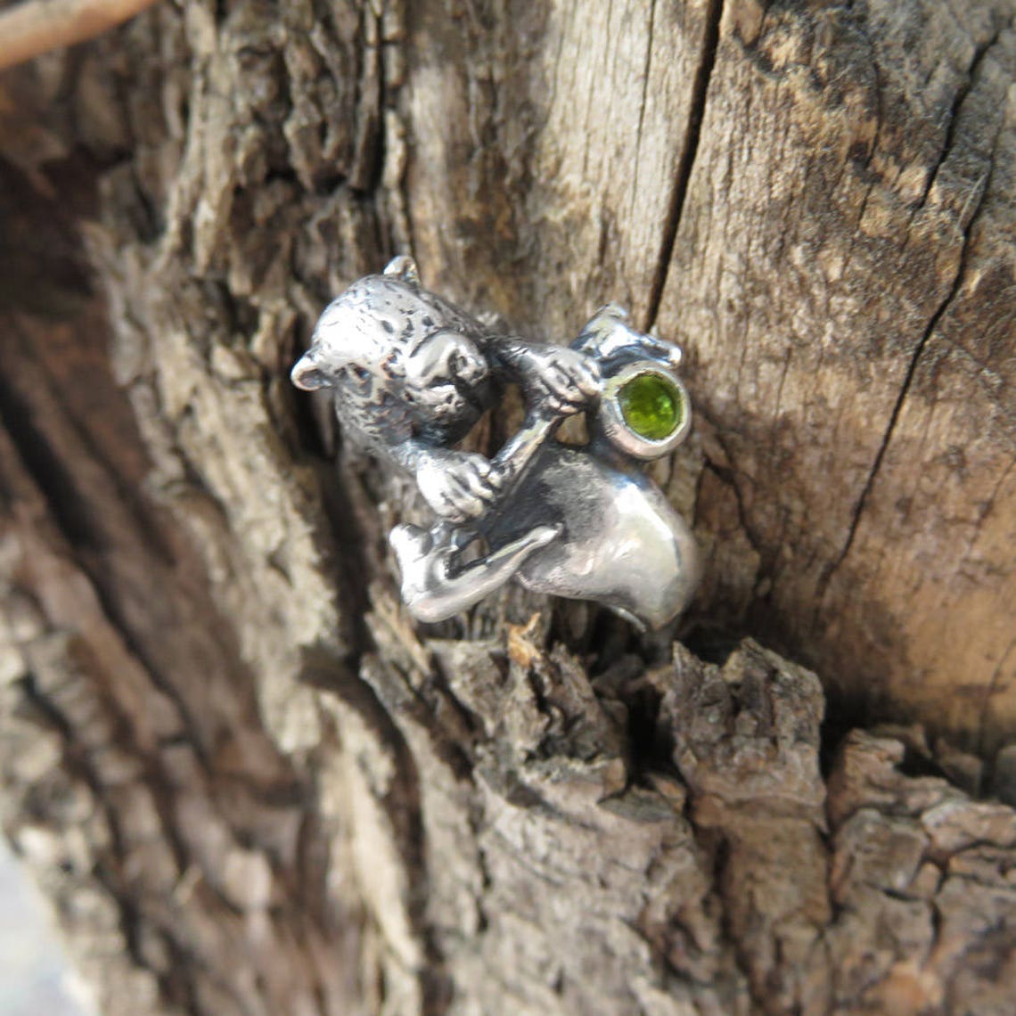 Beaver Ring With Peridot Animal Ring Totem Ring Green - Etsy Israel