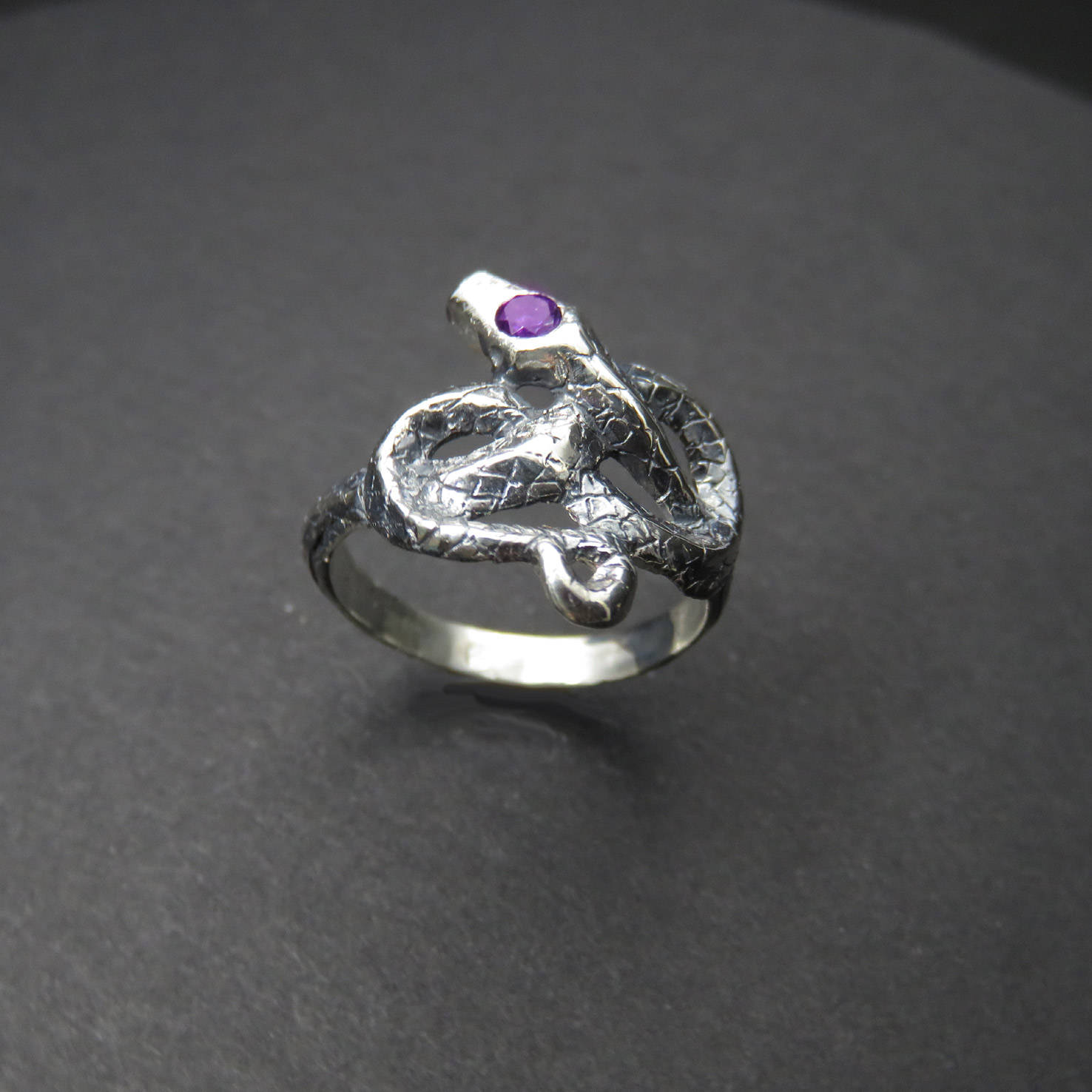 Serpent Ring Amethyst Ring Snake Ring Knotted Snake Ring | Etsy