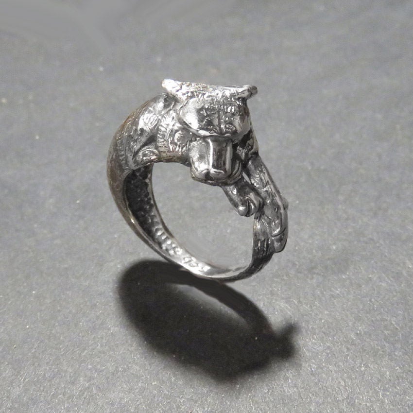Tiger Ring Silver Animal Ring Totem Ring Sculpted - Etsy