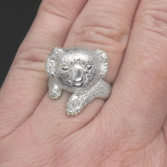 Koala Bear Silver Animal Ring Animal Jewelry Koala Art | Etsy