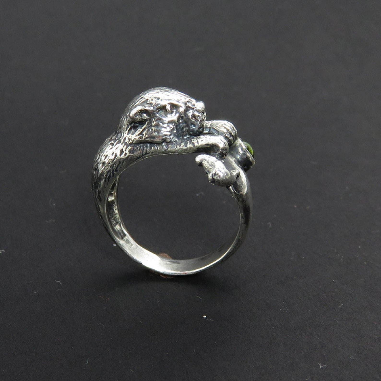 Beaver Ring With Peridot Animal Ring Totem Ring Green - Etsy Israel