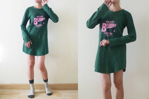 90s enjoy Bubble Pop Dark Green Long Tshirt or | Etsy