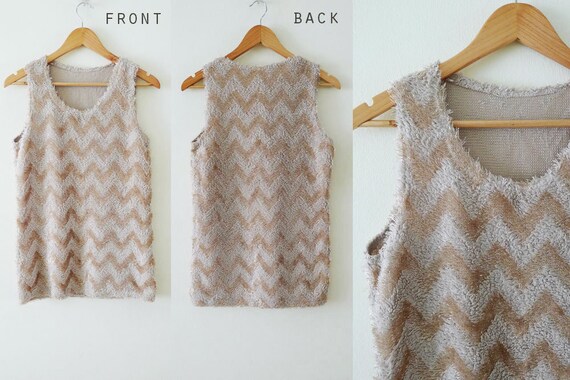 90s Beige FURRY micro Mini Summer Dress // long tank … - Gem