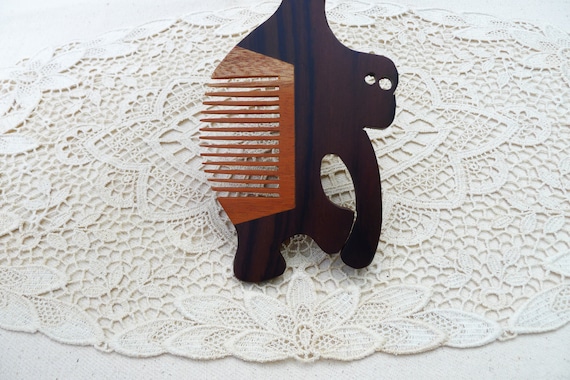 Deadstock 1980s MONKEY Design Wood Comb, Collectable,… - Gem