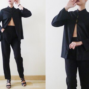 70s High Slit Black Mandarin Collar Top,avant Garde Shirt,cheongsam ...