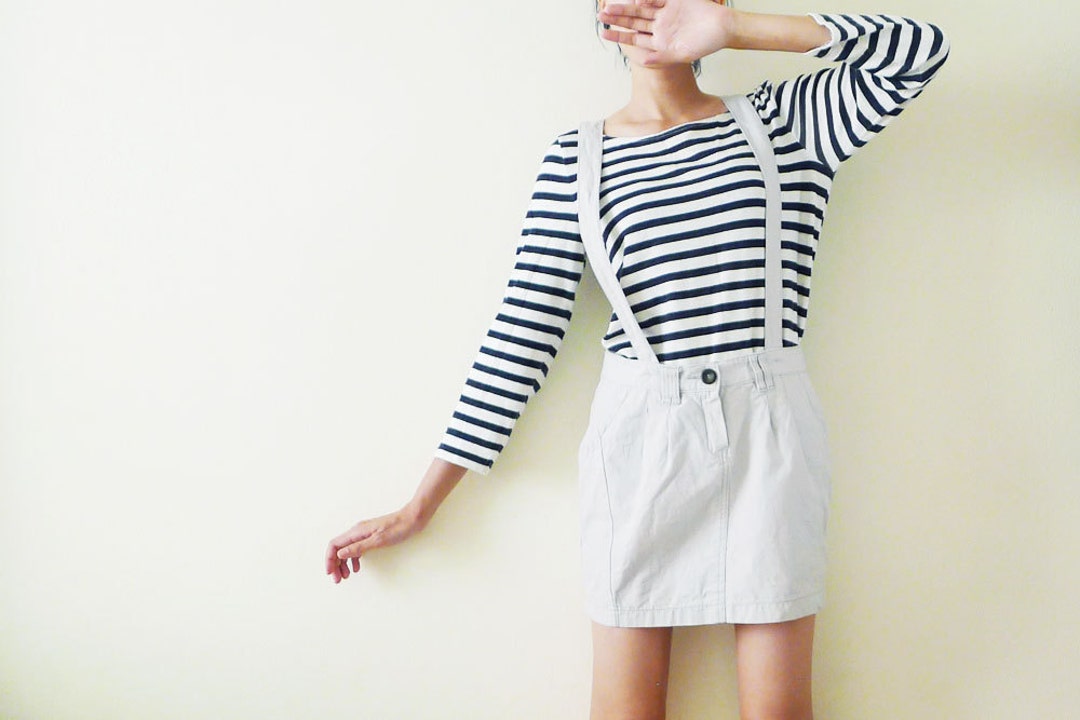 CUTE 80s Light Gray Micro Mini Overall Dress Pinafore - Etsy