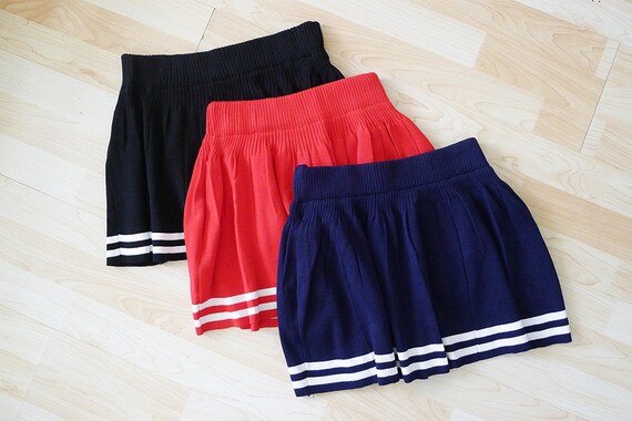 sporty micro mini skater pleated knit skirt,elastic w… - Gem