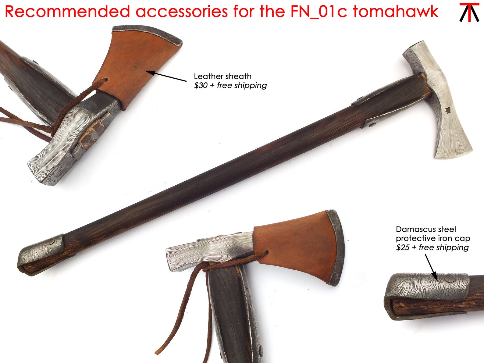 FN_01c Damast Stahl Hammer Poll TOMAHAWK mit gebranntem und - Etsy.de