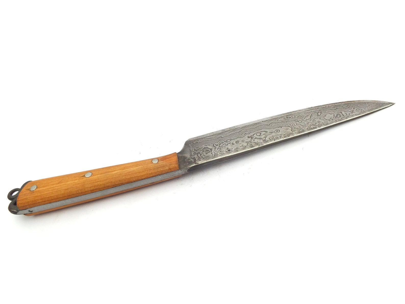 Kf_03d Damascus Steel Scale Tang KNIFE with Wood Handle | Etsy