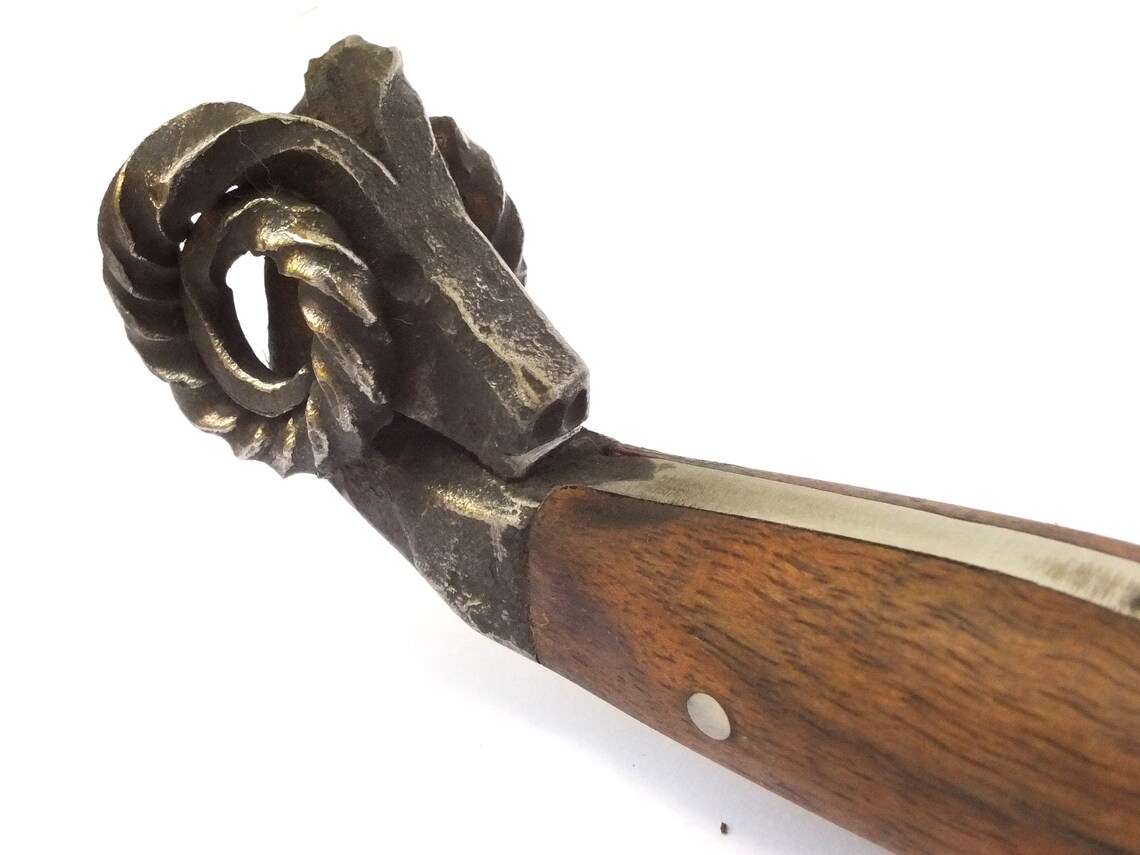 Kf_04b Damascus Steel Ram Head Hunting KNIFE With Wood - Etsy