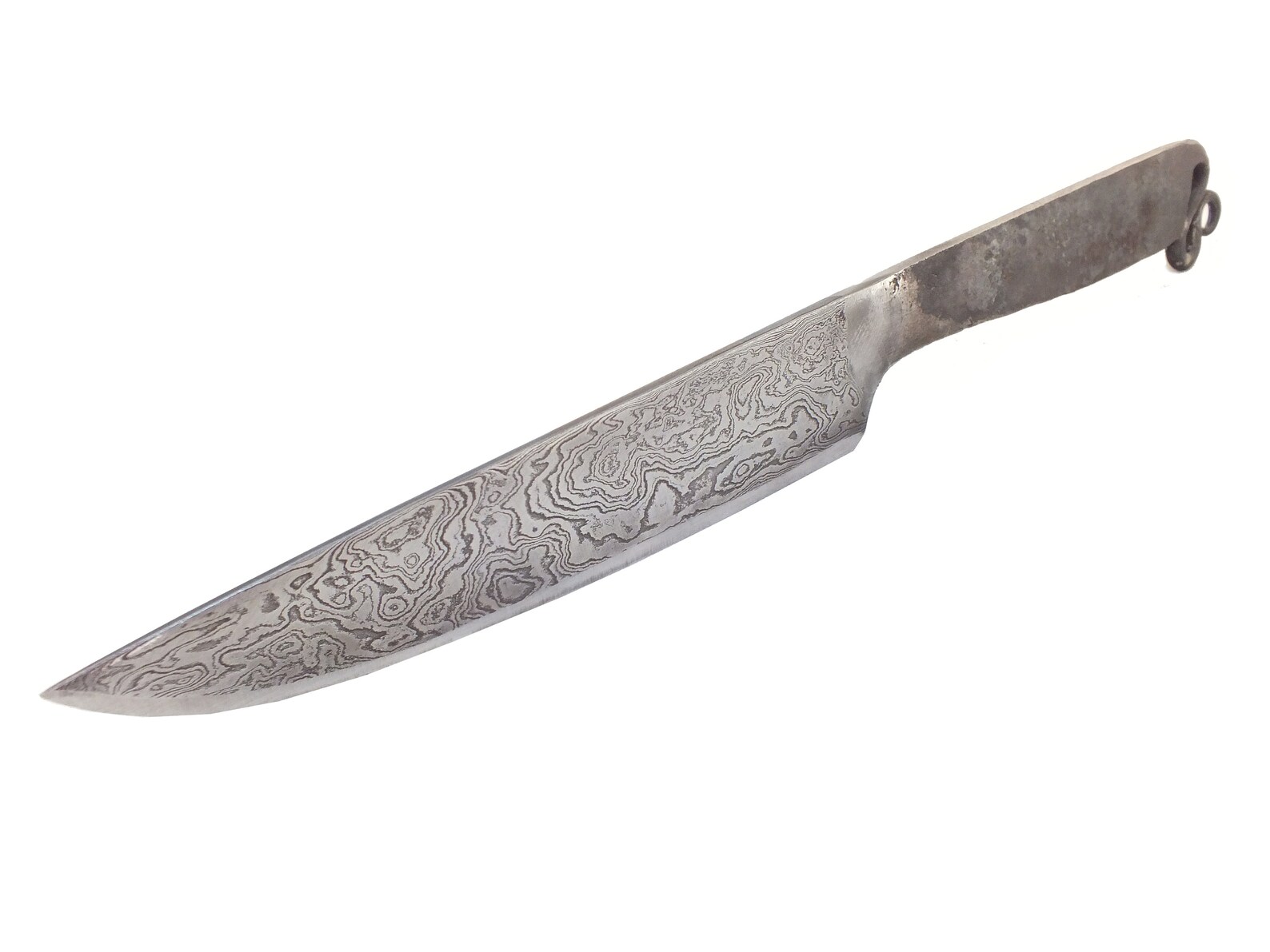 K_03d Damascus Steel Scale Tang KNIFE - Etsy