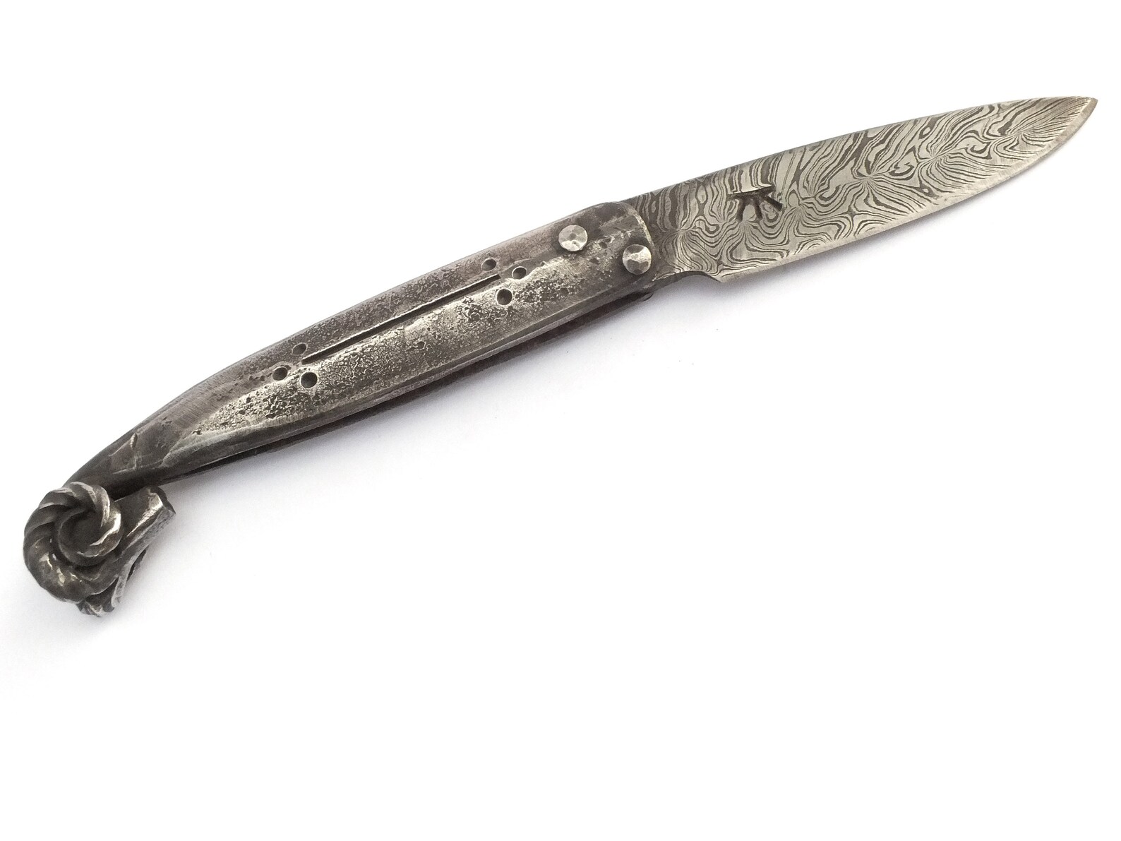 Kv_10b Damascus Steel Ram Head Friction Folder Knife - Etsy