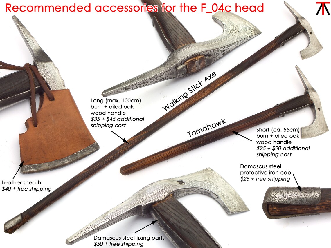 F_04c Damascus Steel Bearded Spiked TOMAHAWK | Etsy