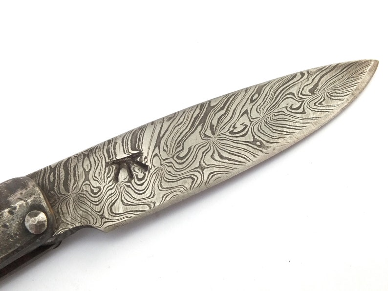 Kv_10b Damascus Steel Ram Head Friction Folder Knife - Etsy