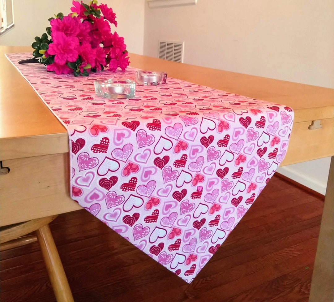 Handmade Valentine's Day Table Runner: Romantic Heart Decor - Etsy
