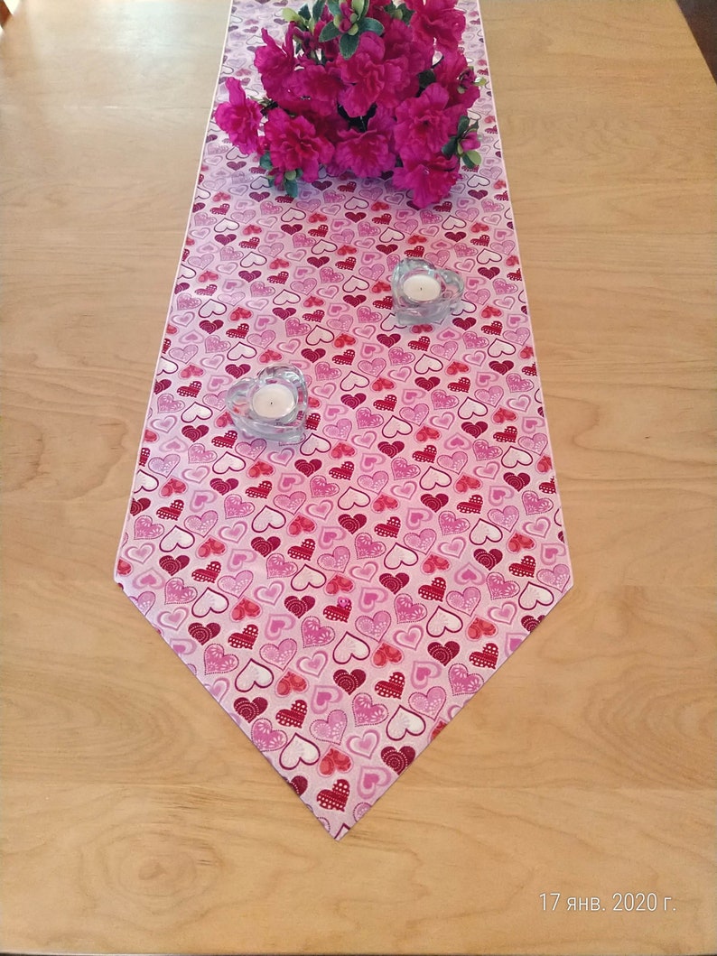 Handmade Valentine's Day Table Runner: Romantic Heart Decor - Etsy