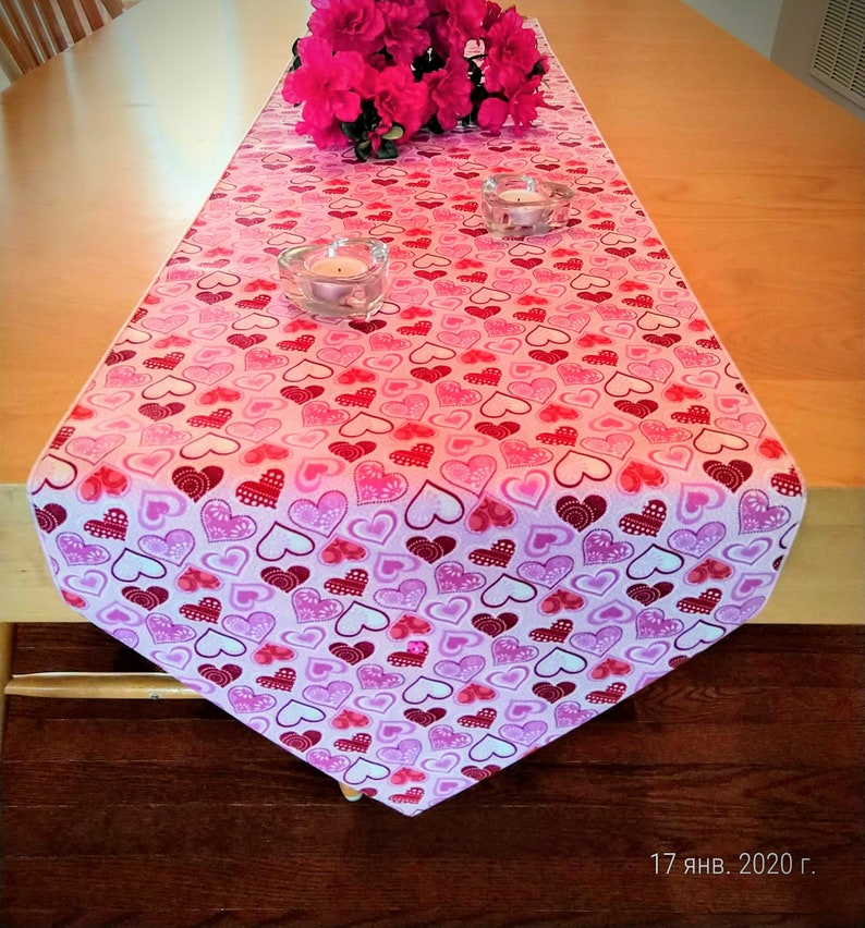 Handmade Valentine's Day Table Runner: Romantic Heart Decor - Etsy