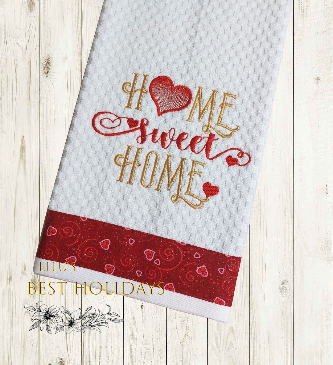 Embroidered "home Sweet Home" Kitchen Towel. - Etsy