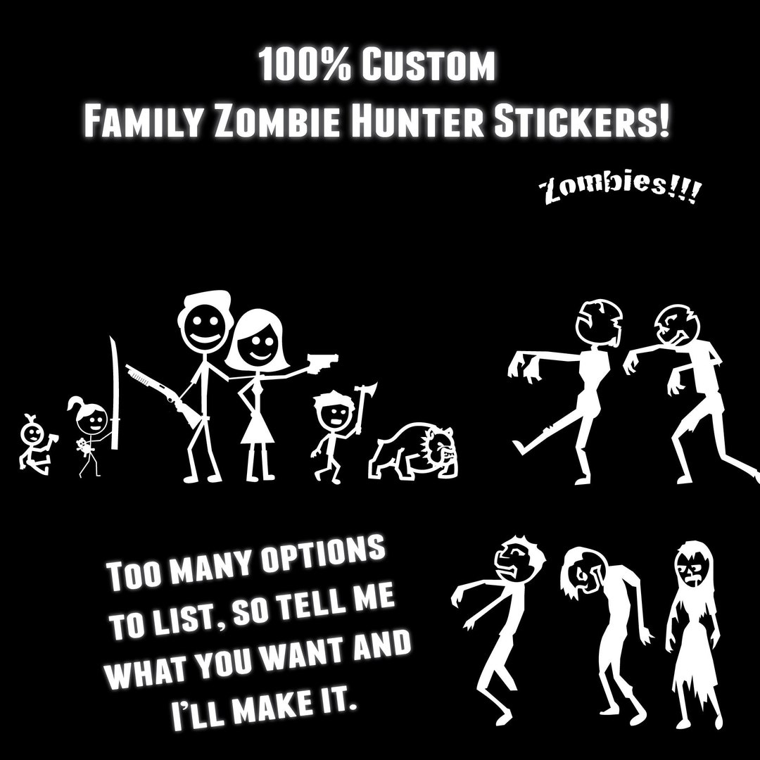 Zombie Hunter Family Sticker Decals - Etsy