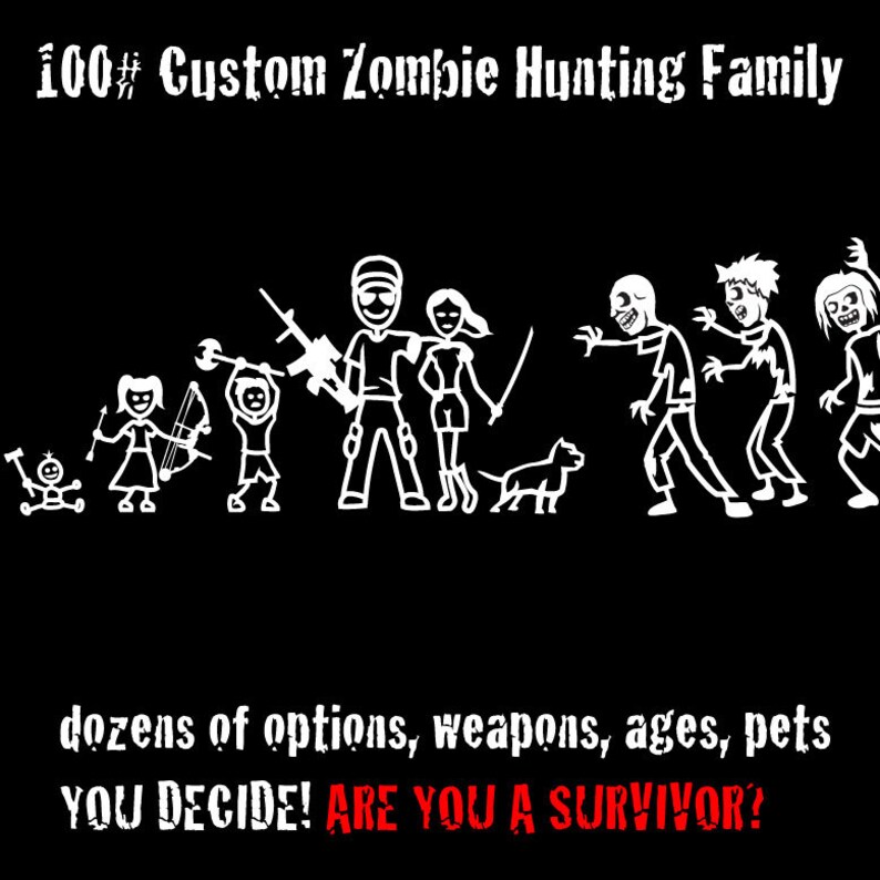 Zombie Hunting Family Decal - Etsy