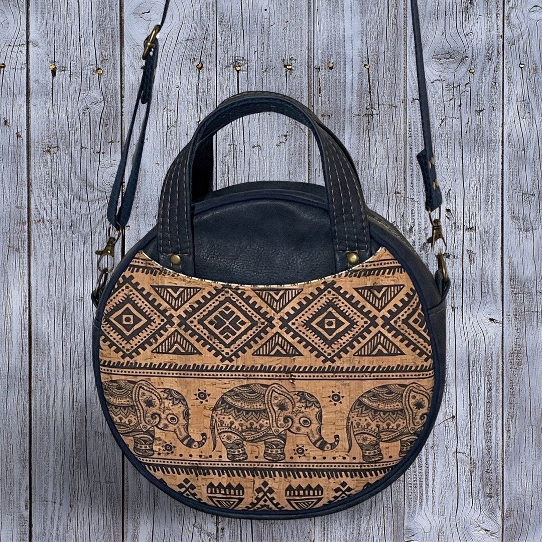 Elephant Crossbody Bag, Cork Mandala Purse, Navy Purse - Etsy