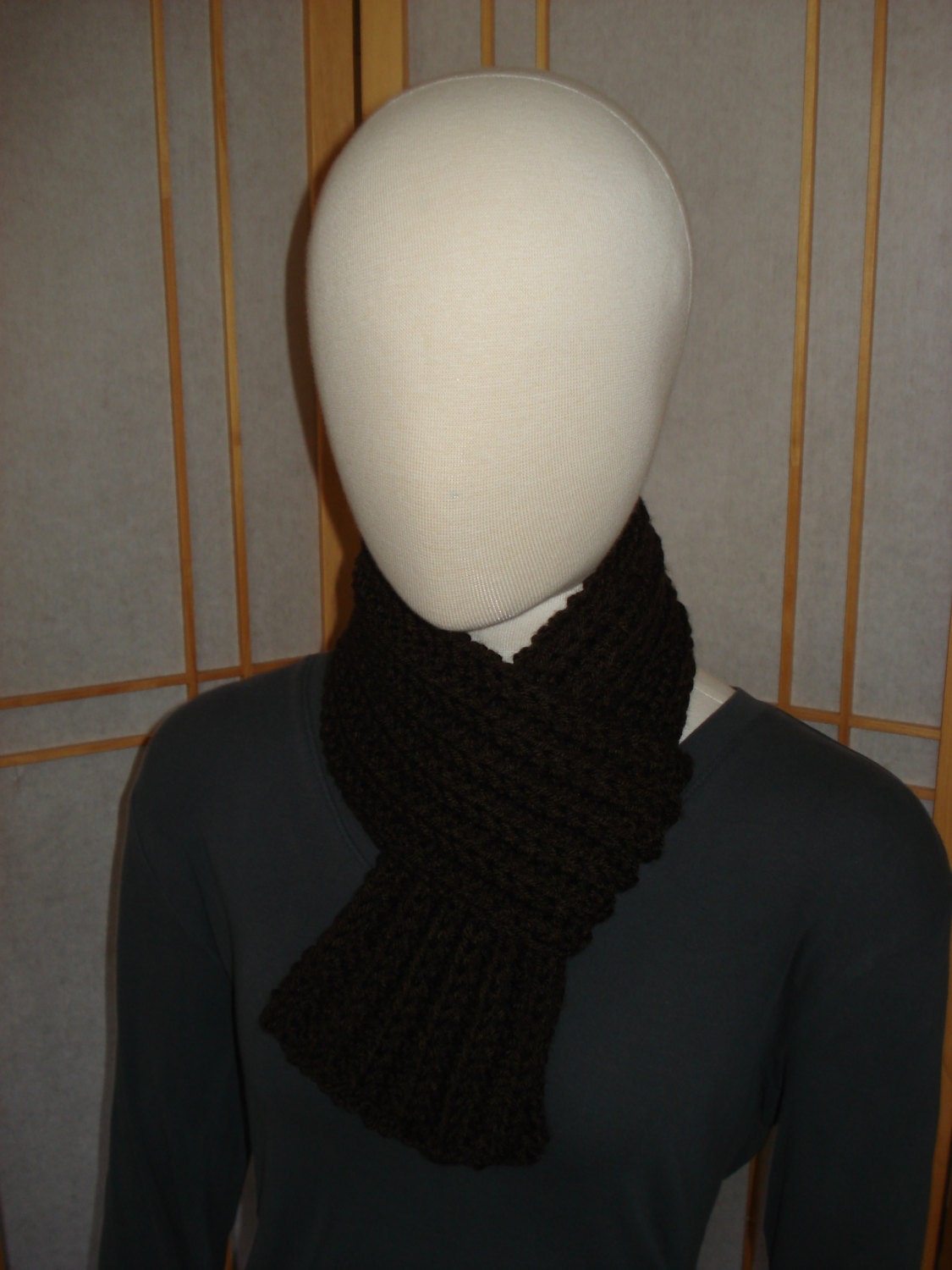 Dark Brown Ribbed Column Scarf - Etsy