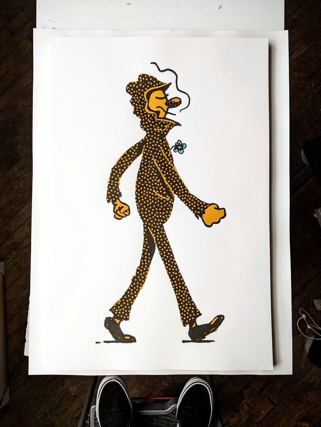 Strutin' Screen Print 20x30 Smoking Dots Pattern Walk Strut Character 3 ...