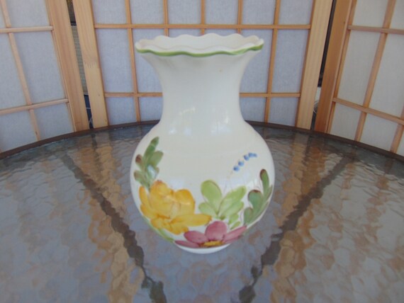 Hand Painted Flower Vase by Weiss Made in Brazil | Etsy