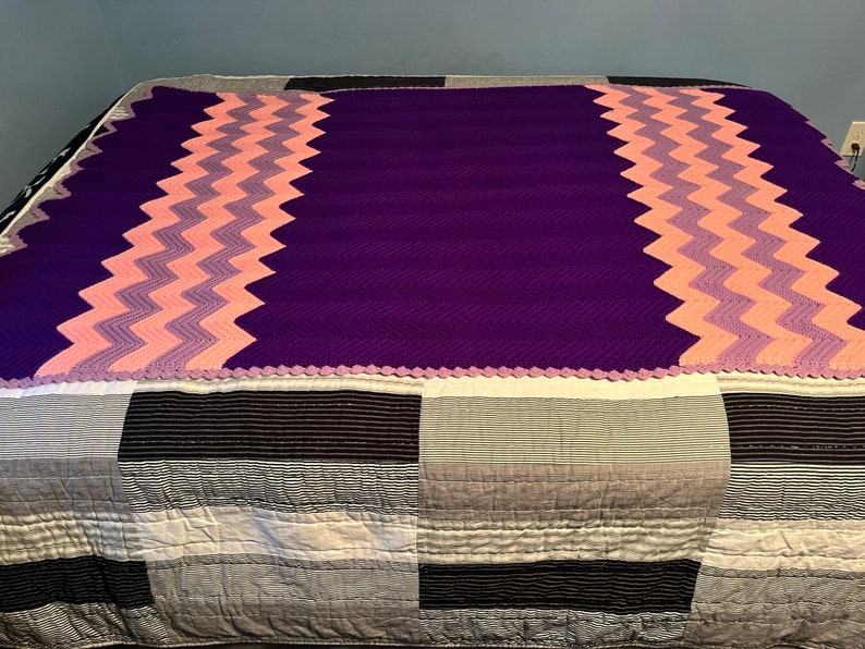 Purple and Coral Vintage Handmade Afghan - Etsy