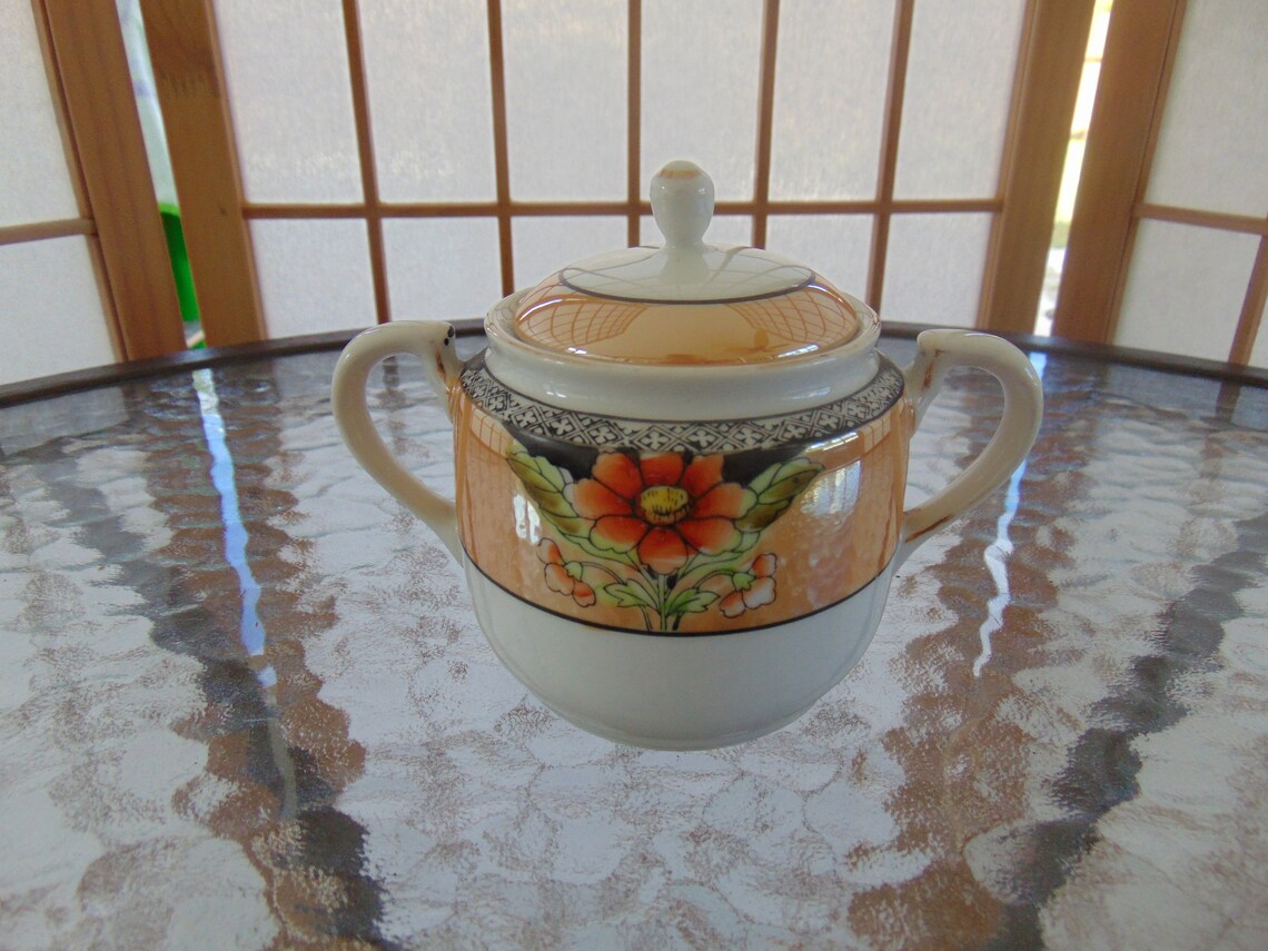 Noritake Luster Ware Creamer and Sugar With Lid Hand Painted - Etsy