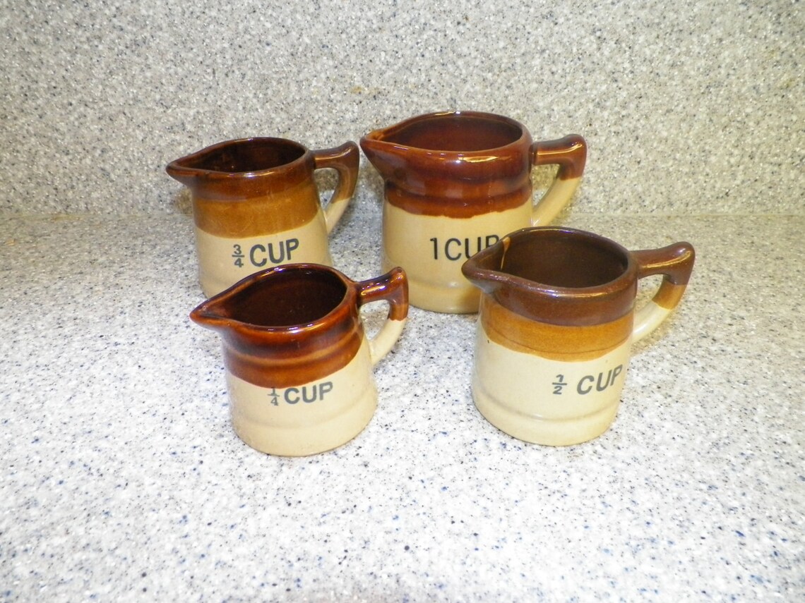 Brown Stoneware Measuring Cups Set of Four - Etsy