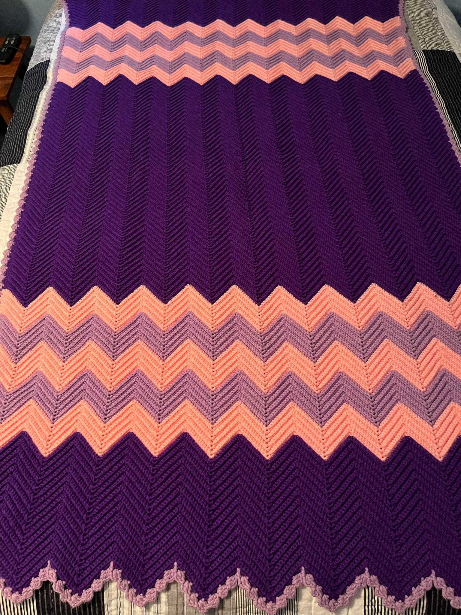 Purple and Coral Vintage Handmade Afghan - Etsy