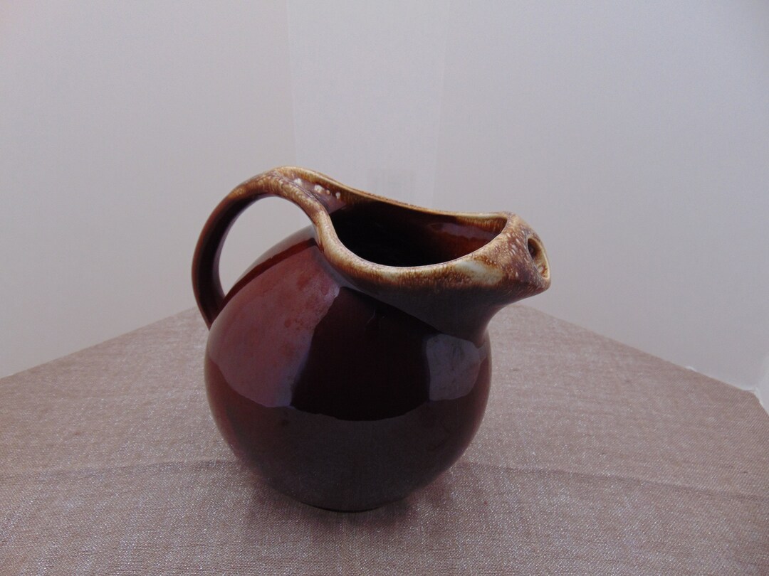 Brown Drip Hull Mid Century Pottery Pitcher - Etsy