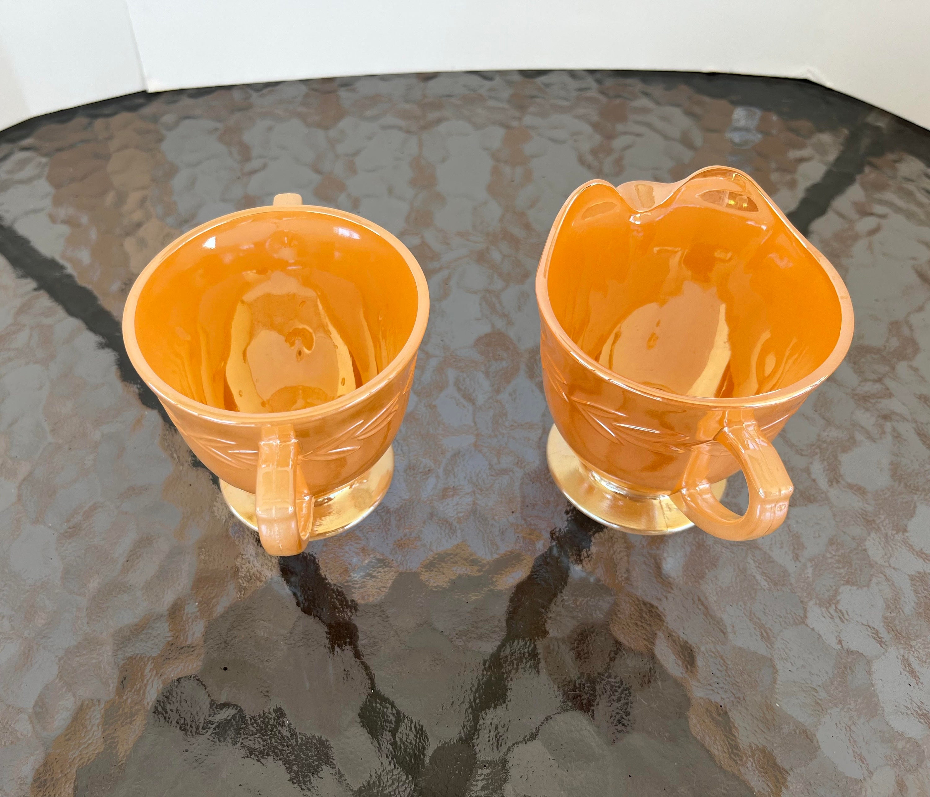 Peach Lusterware Sugar and Creamer From Fire King Made in USA - Etsy