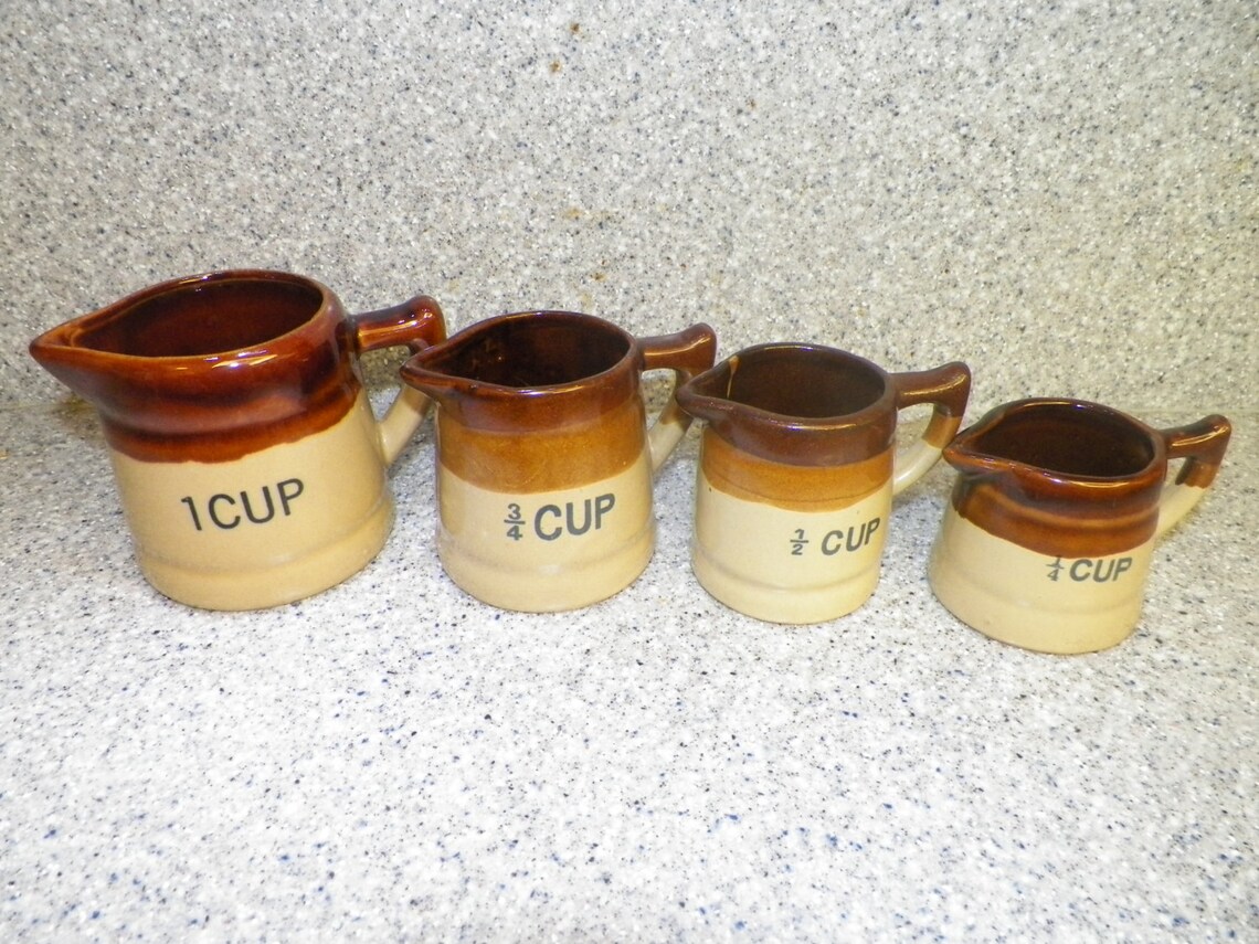 Brown Stoneware Measuring Cups Set of Four - Etsy