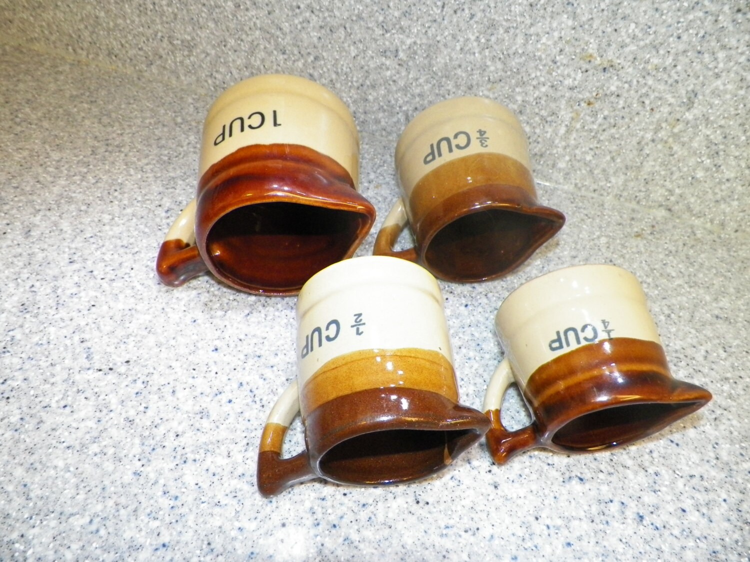 Brown Stoneware Measuring Cups Set of Four - Etsy