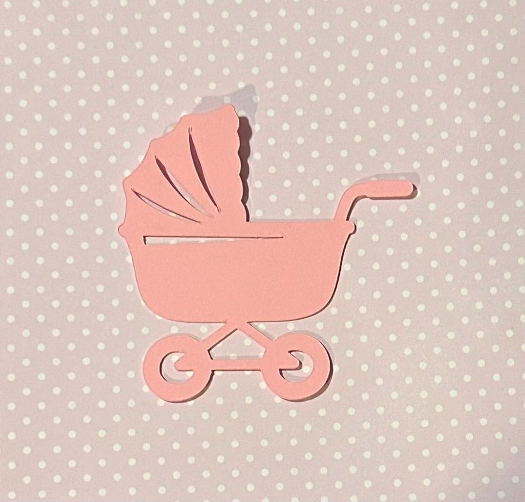 Pink Baby Carriage Paper Cut Out for Scrapbooking , Card Embellishments ...