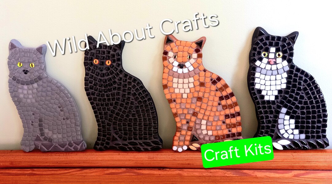 Cat Mosaic Craft Kit: Black Cat, Tabby, DIY Home Decor Gift - Etsy UK